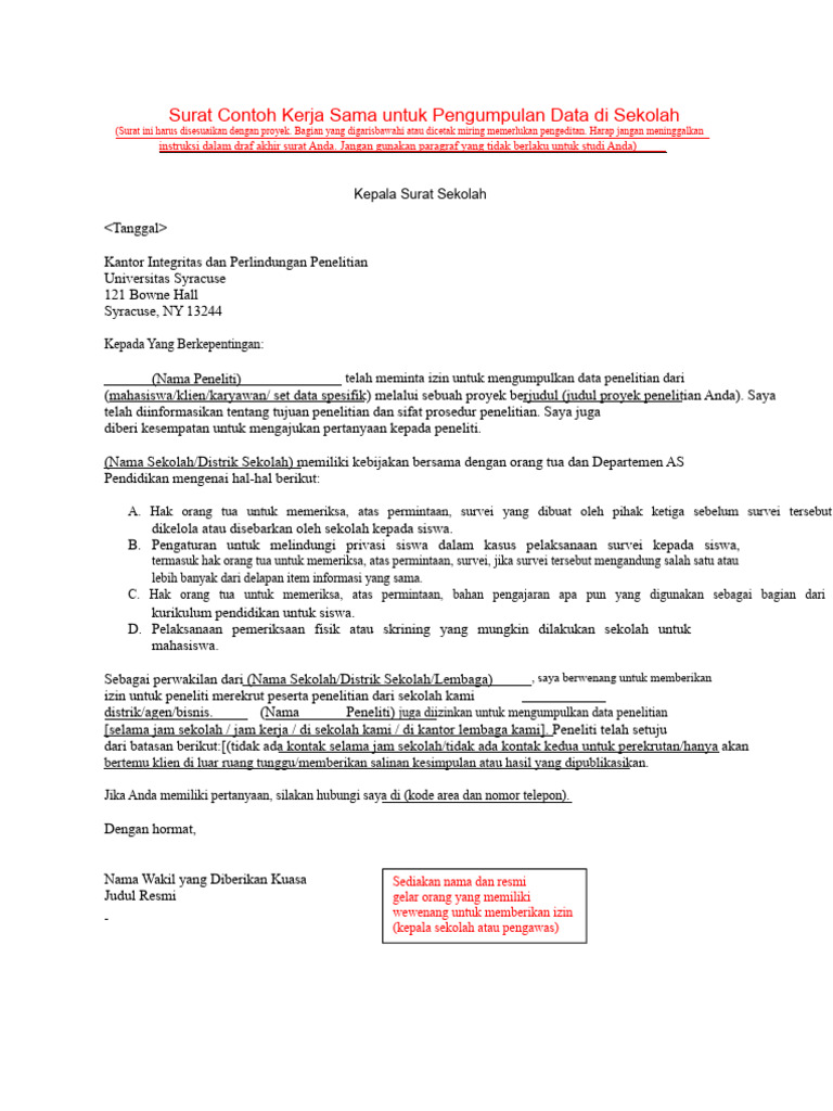 Surat Kerja Sama - Sekolah - CONTOH (2).doc | PDF