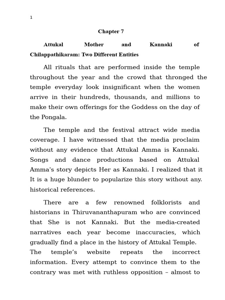 Attukal Amma vs. Kannaki Myth | PDF