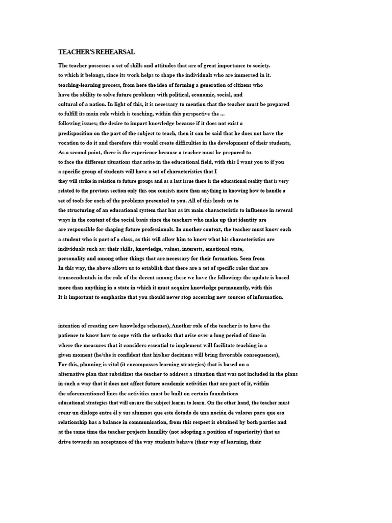 Essential Teacher Skills and Roles | PDF | Teachers | Knowledge