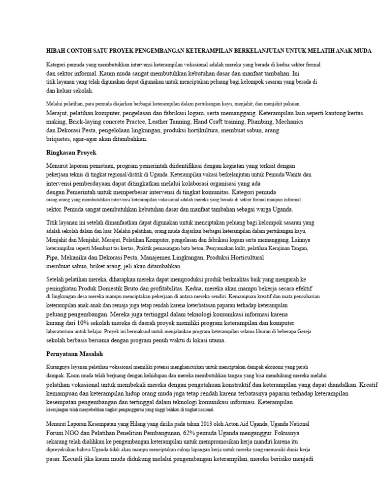 Berikan Contoh Satu Proyek Pengembangan Keterampilan Berkelanjutan ...