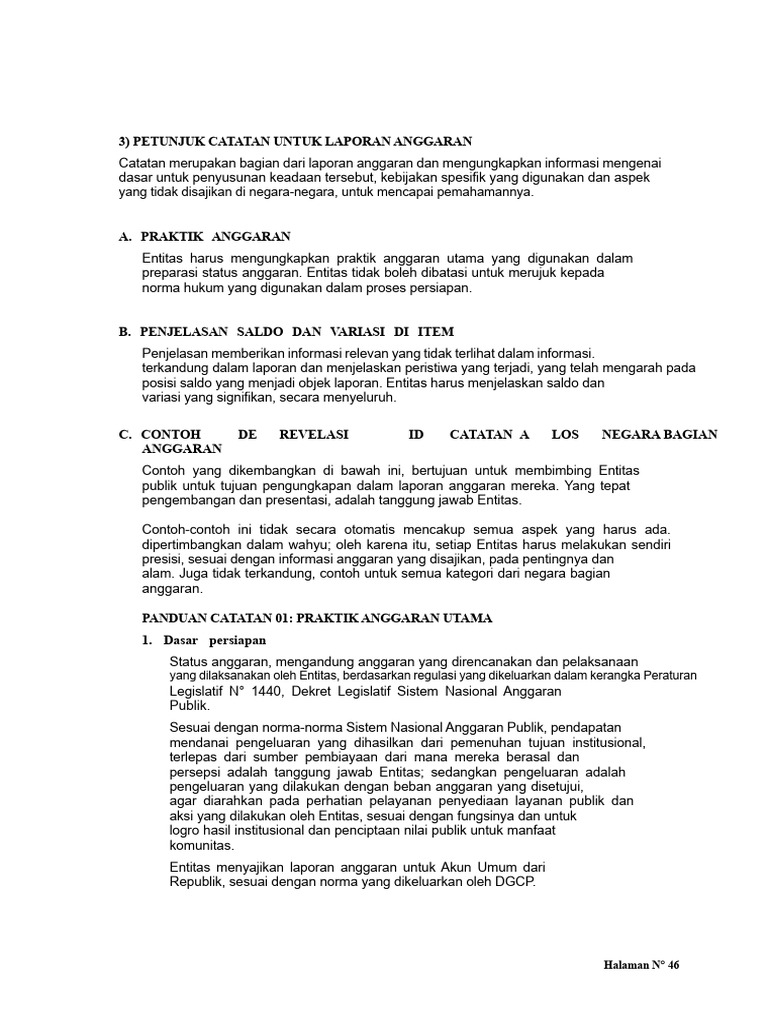 Contoh Catatan Pada Laporan Anggaran | PDF