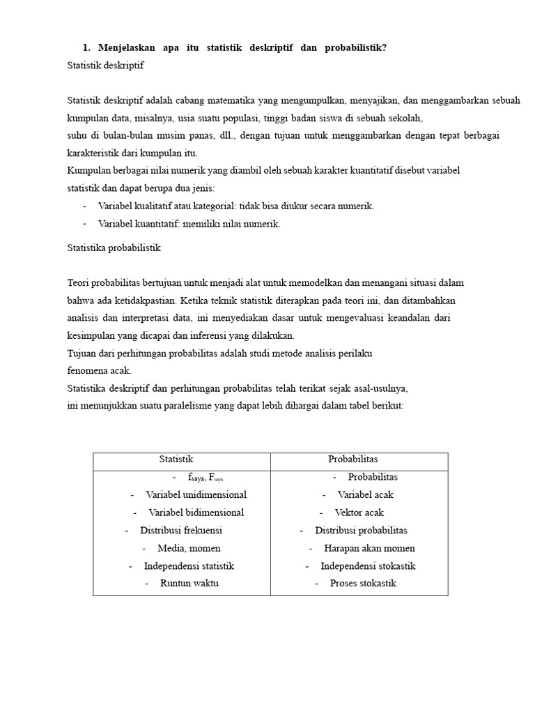 Statistik Deskriptif dan Probabilitas | PDF