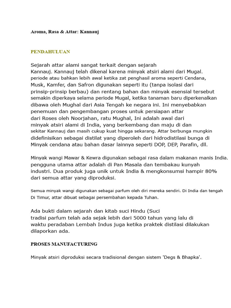 Aroma, Rasa & Attar: Kannauj | PDF