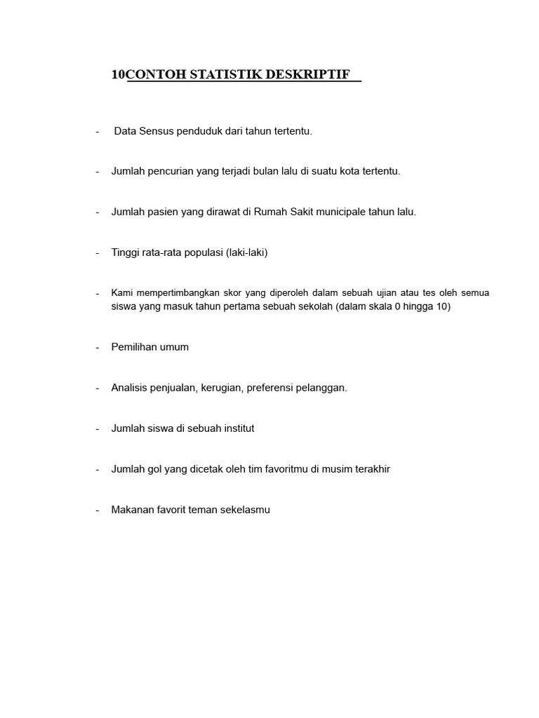 Contoh Statistik Deskriptif | PDF
