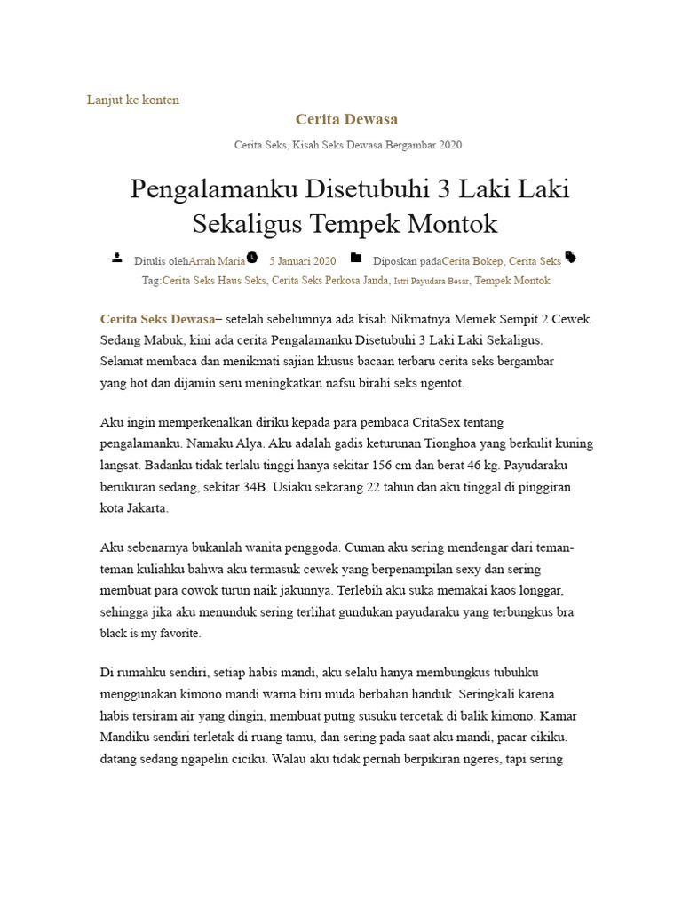 Pengalamanku Disetubuhi 3 Laki Laki Sekaligus Tempek Montok - Cerita Dewasa | PDF