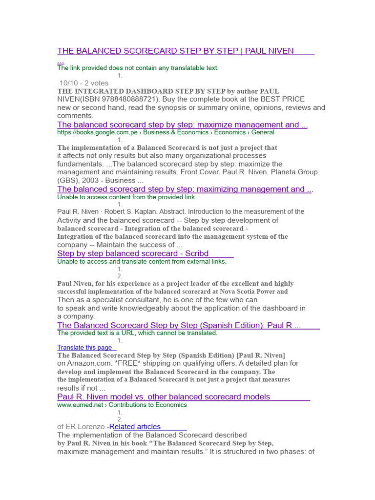 Balanced Scorecard Implementation Guide | PDF