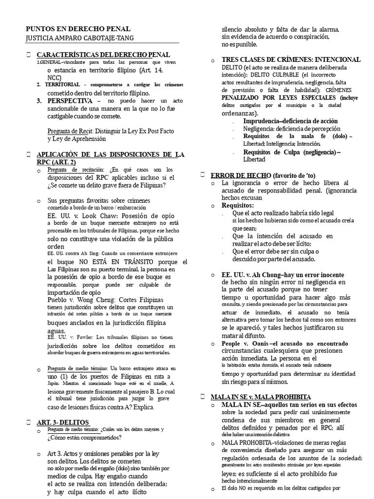 Notas de Keij. Puntos en Derecho Penal - Justicia Tang | PDF | Crímenes ...