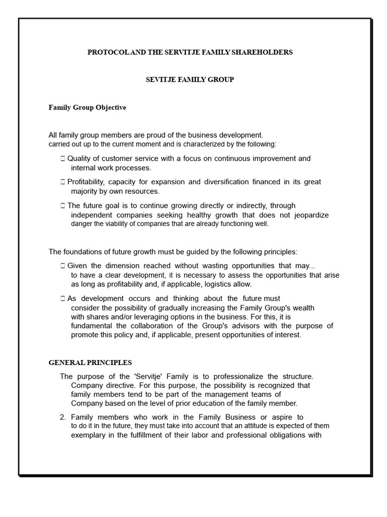 Servitje Family Shareholder Protocol | PDF | Board Of Directors | Real ...