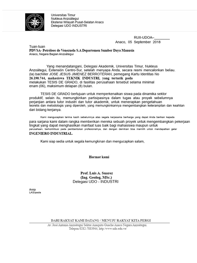 Format Surat Magang | PDF