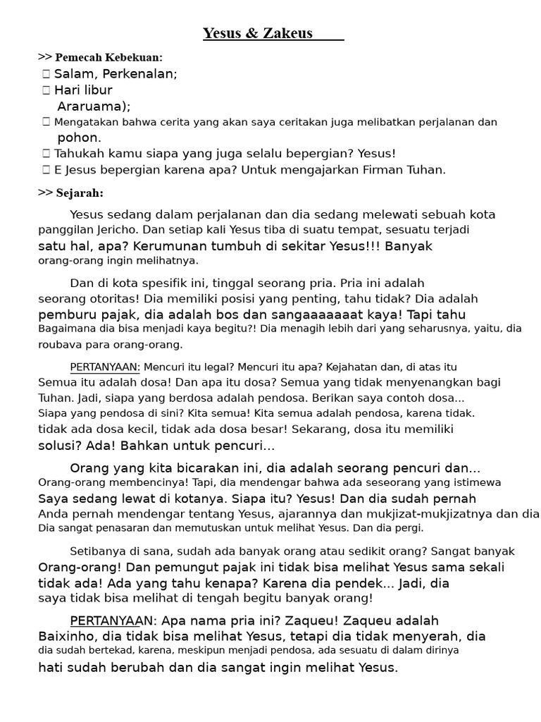 Yesus Dan Zakeus | PDF