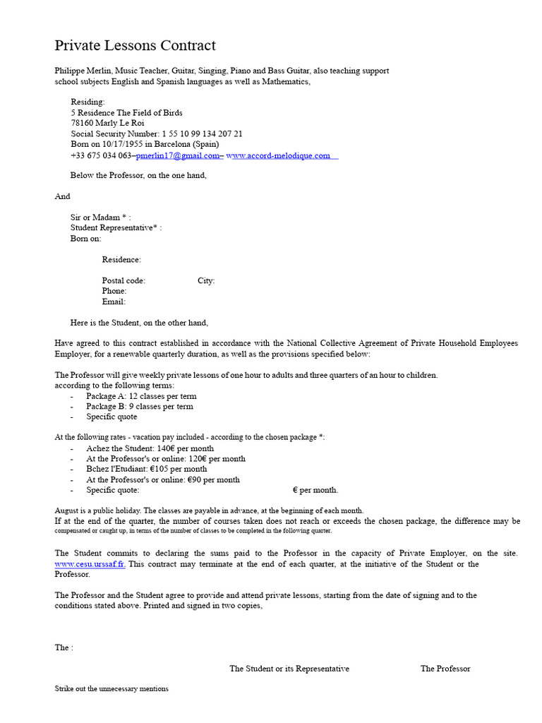Private Lesson Contract | PDF