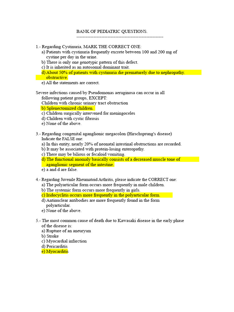 Pediatric Medical Questions Bank | PDF | Pneumonia | Clinical Medicine