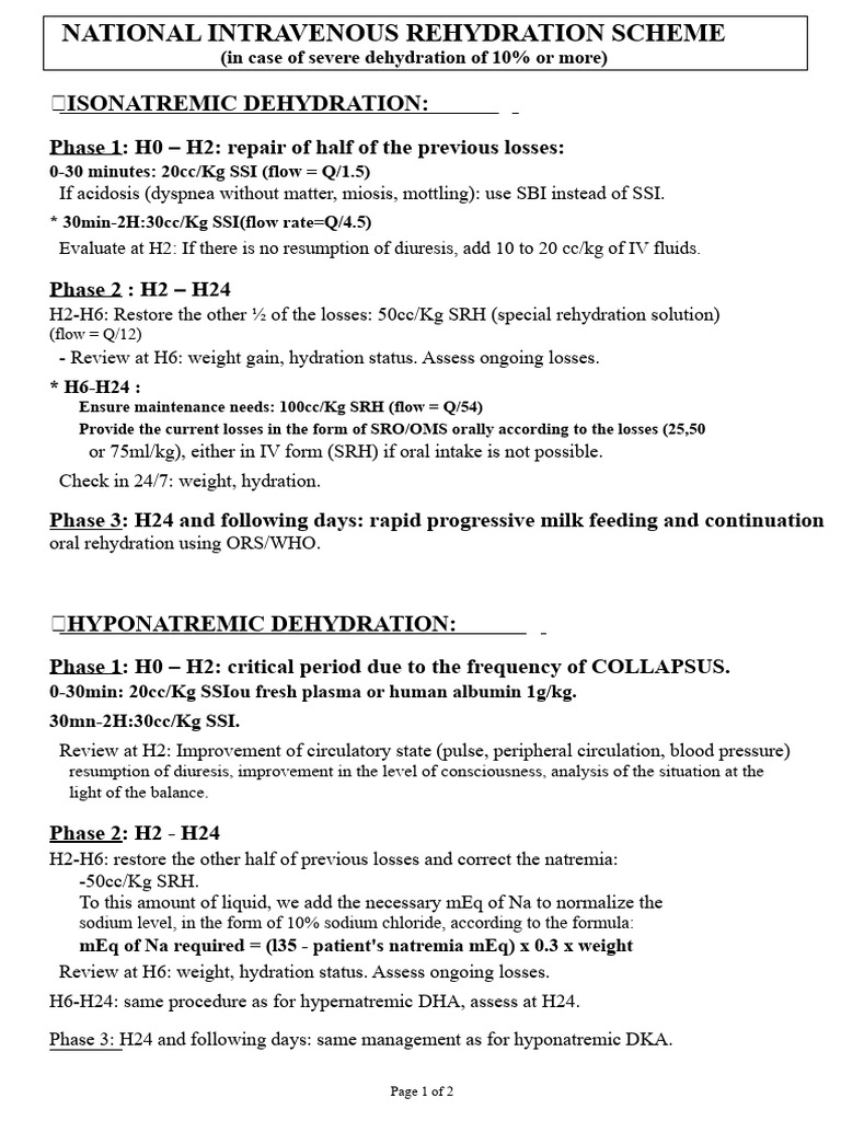 National IV Rehydration Scheme | PDF | Dehydration | Intravenous Therapy