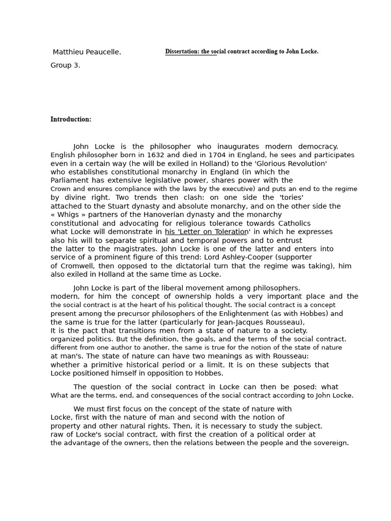 Locke's Social Contract Explained | PDF | Social Contract | John Locke