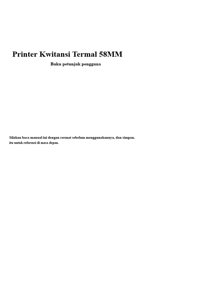 Manual Pengguna Printer Struk Termal POS-E58 | PDF