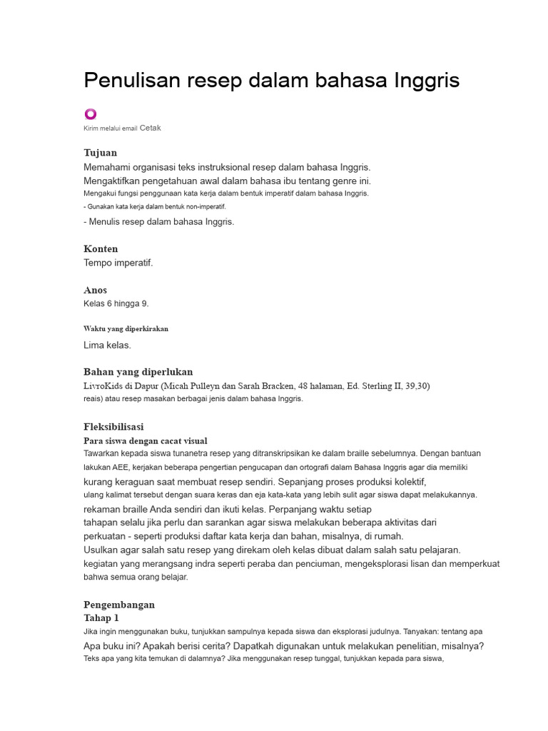 Penulisan Resep dalam Bahasa Inggris | PDF