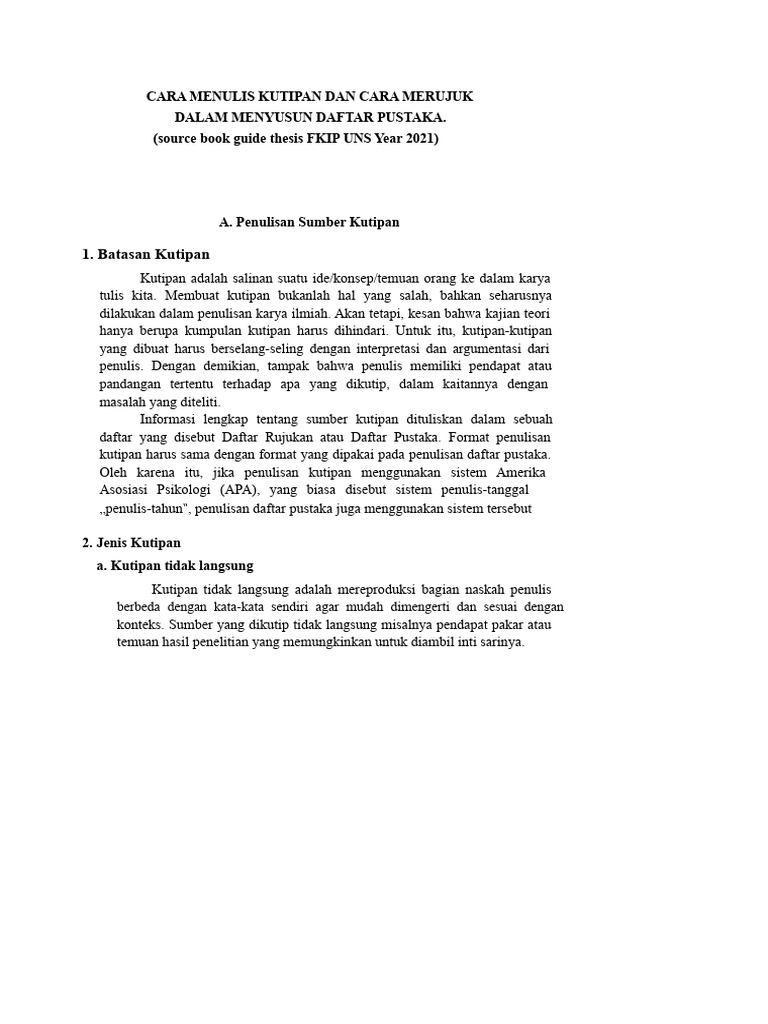 Cara Menulis Kutipan Dan Cara Merujuk | PDF