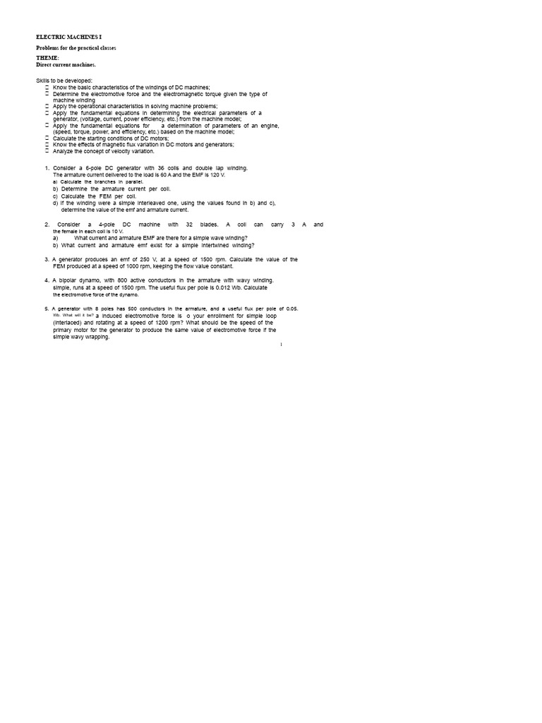 Exercises For The Practical Classes - MCC | PDF | Electric Motor ...