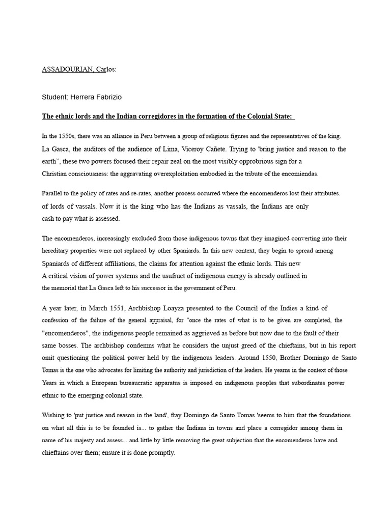 Assadourian - The Ethnic Lords and The Indian Corregidores in The ...