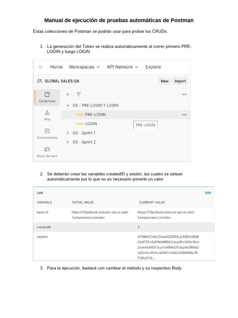 Manual de Ejecución de Pruebas Automáticas de Postman | PDF