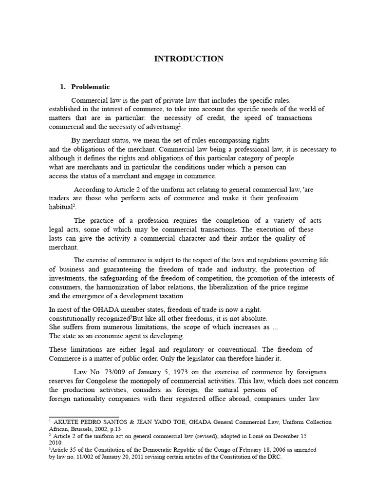 Introduction To TFC Commercial Law | PDF | Democratic Republic Of The Congo | Commerce