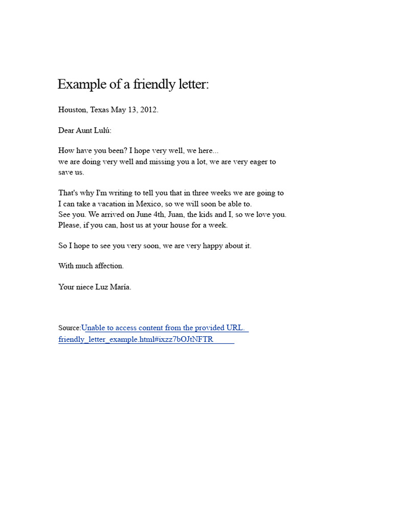 Example of A Friendly Letter | PDF