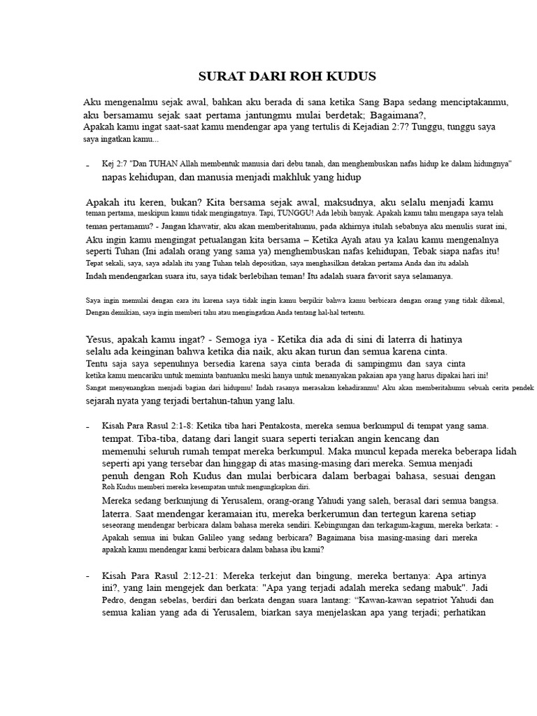 Surat Roh Kudus | PDF