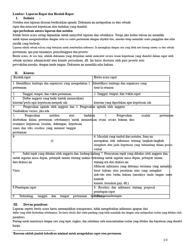 Laporan Rapat Dan Risalah Rapat | PDF