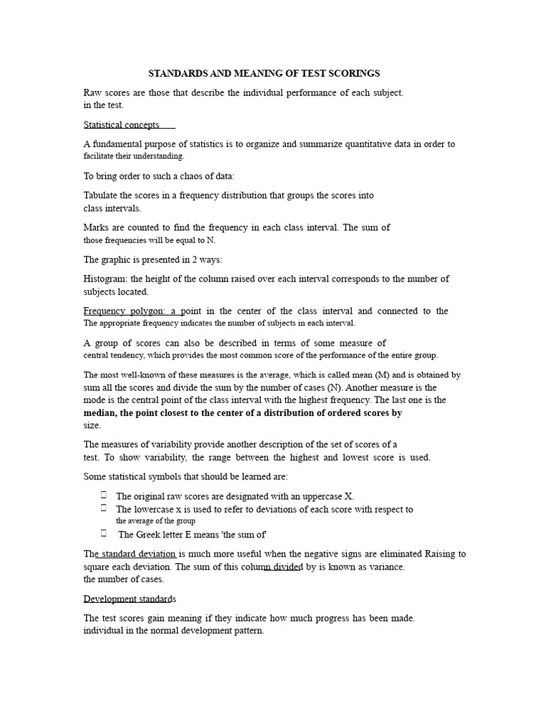 Understanding Test Scoring Standards | PDF | Standard Score | Statistics