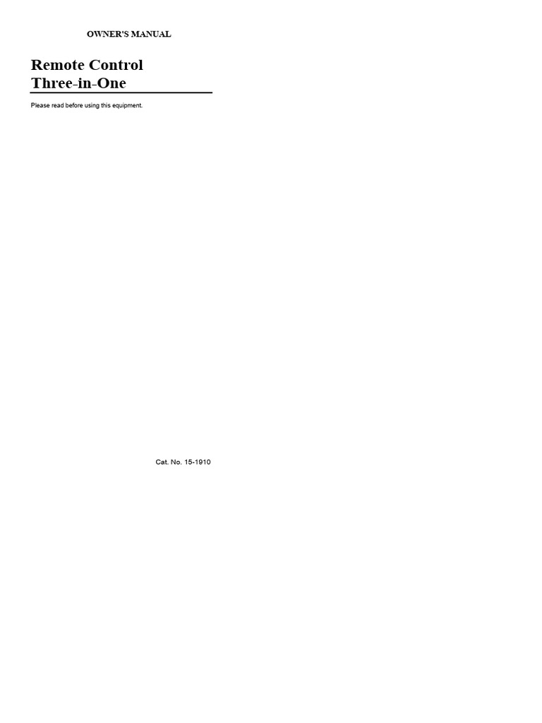 Radio Shack 3-in-1 Remote Codes Guide | PDF | Remote Control ...