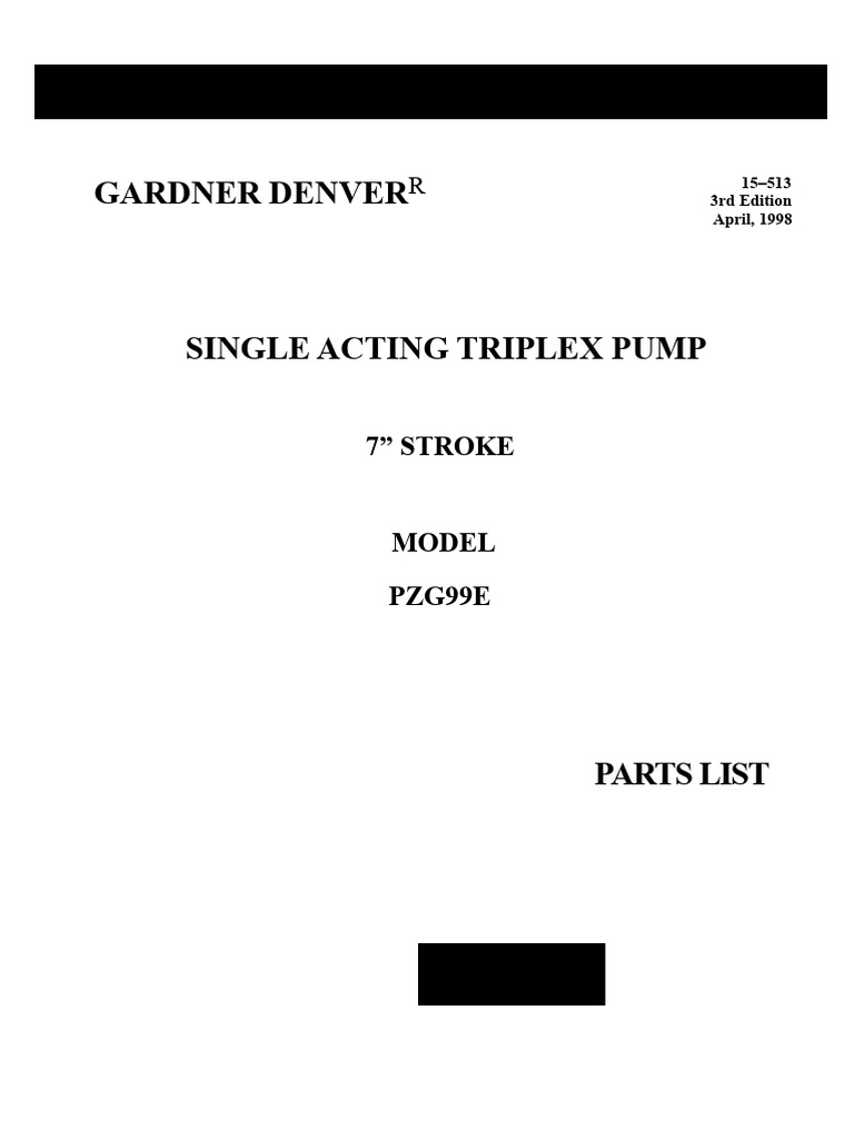 Gardner Denver PZ7 Pump Parts List | PDF | Pump | Valve