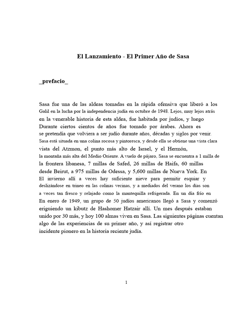 Primer Año del Kibutz Sasa en Israel | PDF | Israel | Política mundial