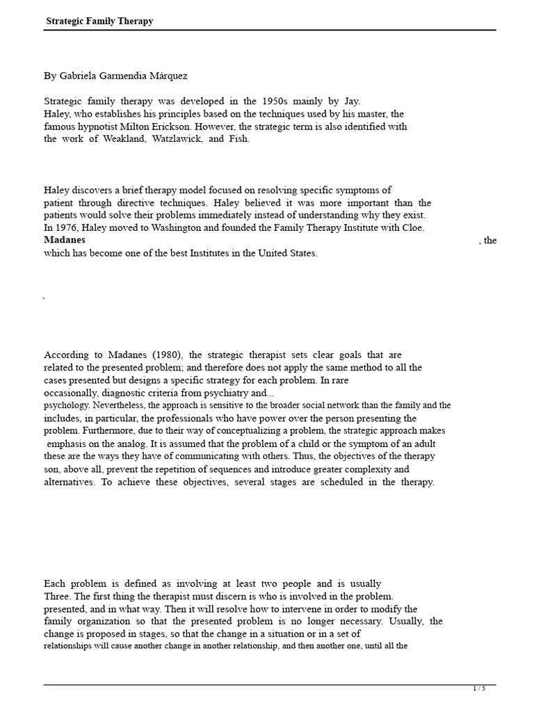 Strategic Family Therapy PDF | PDF | Family Therapy | Psychotherapy