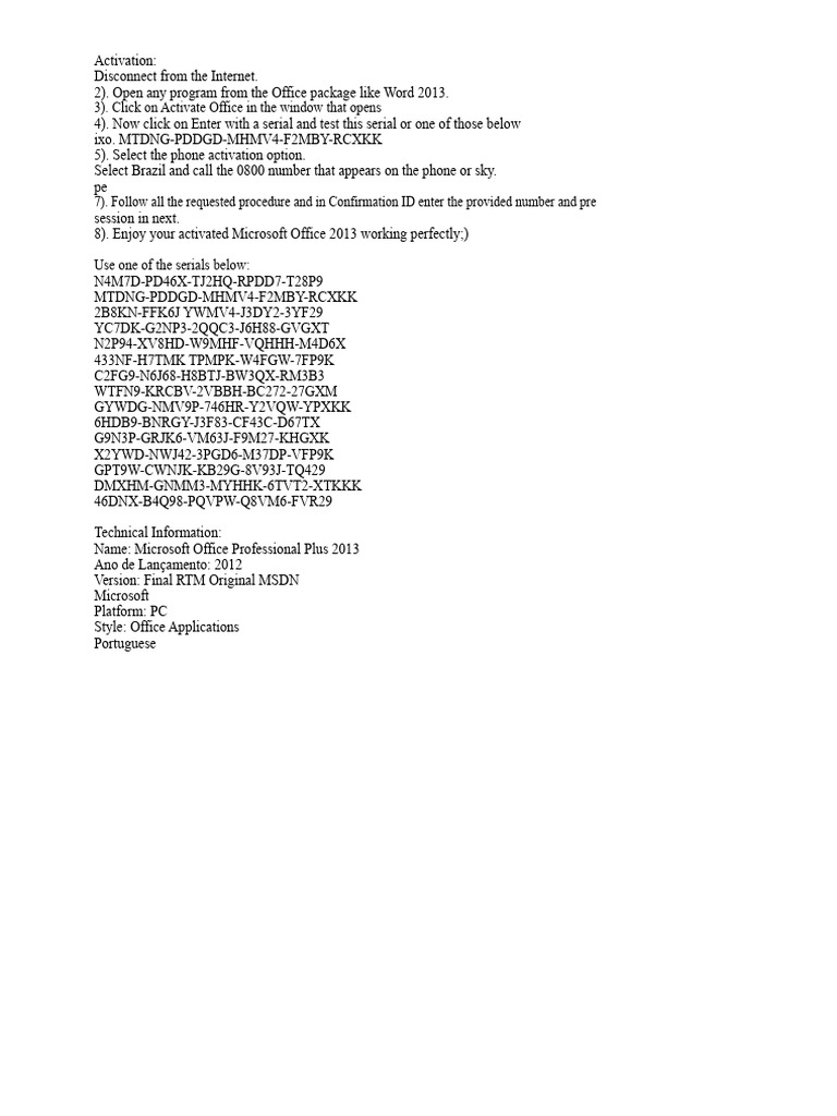 Activate Microsoft Office 2013 Guide | PDF