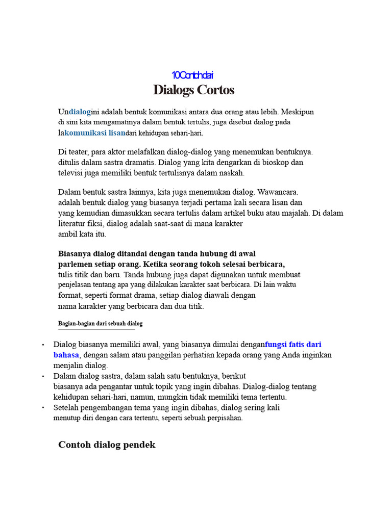 10 Contoh Dialog Pendek PDF | PDF