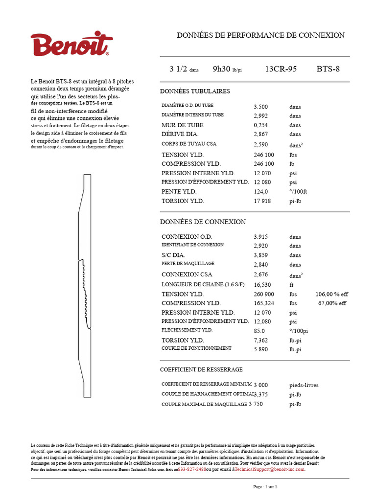 Benoit - FicheTechnique - BTS-8 - 3 1 - 2 - 9.30 - 13CR-95 | PDF