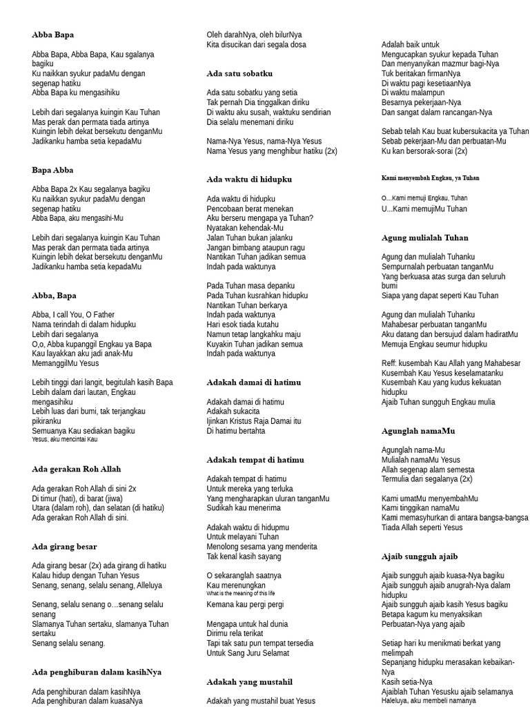 Lirik Lagu Rohani | PDF