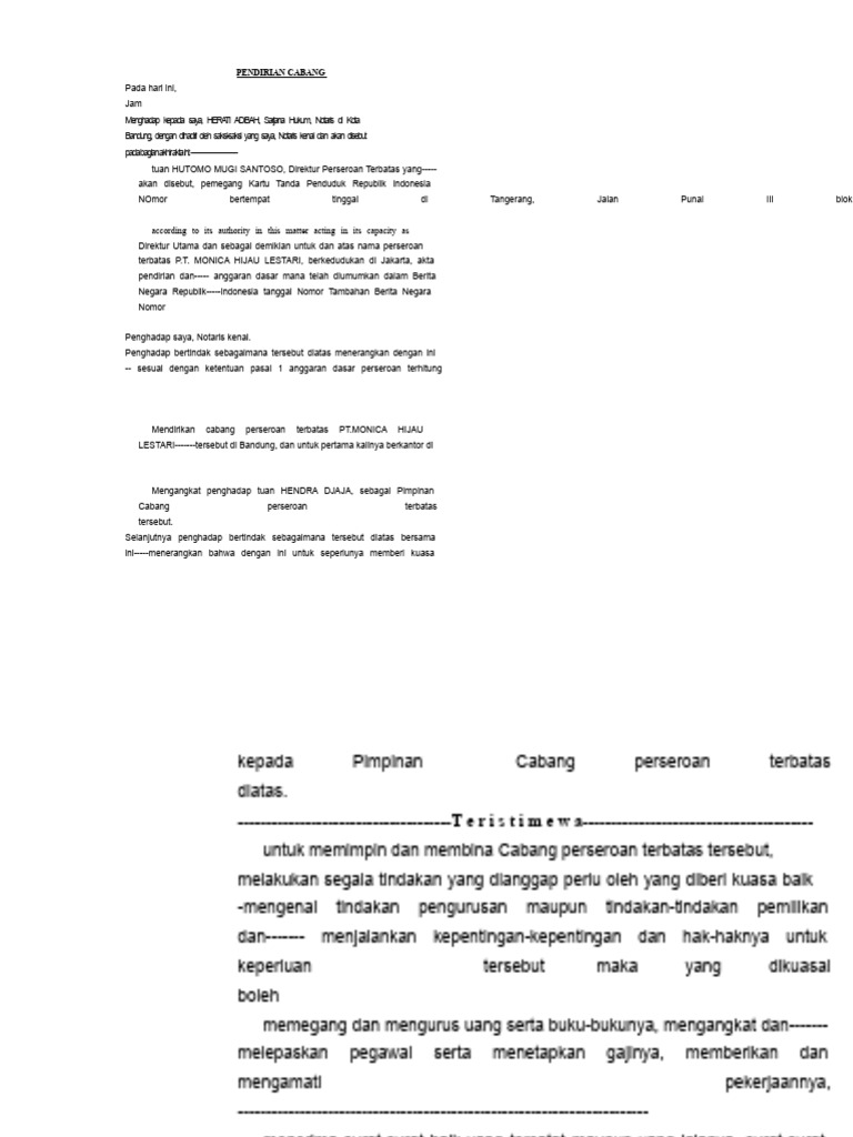 Contoh Draf Pengangkatan Cabang | PDF