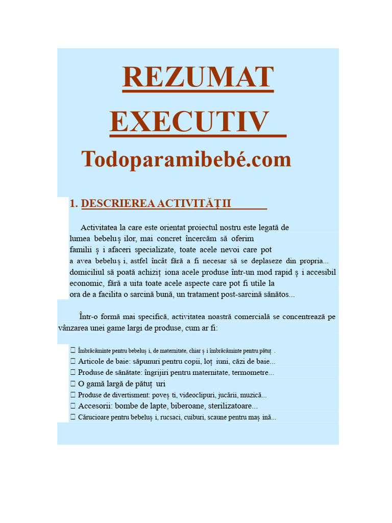 Rezumat Executiv | PDF