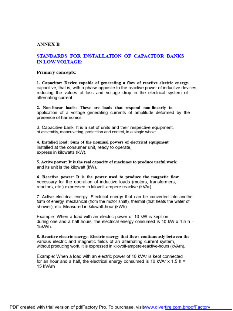 Annex B - Standard For The Installation of Capacitor Banks in | PDF | Capacitor | Ac Power