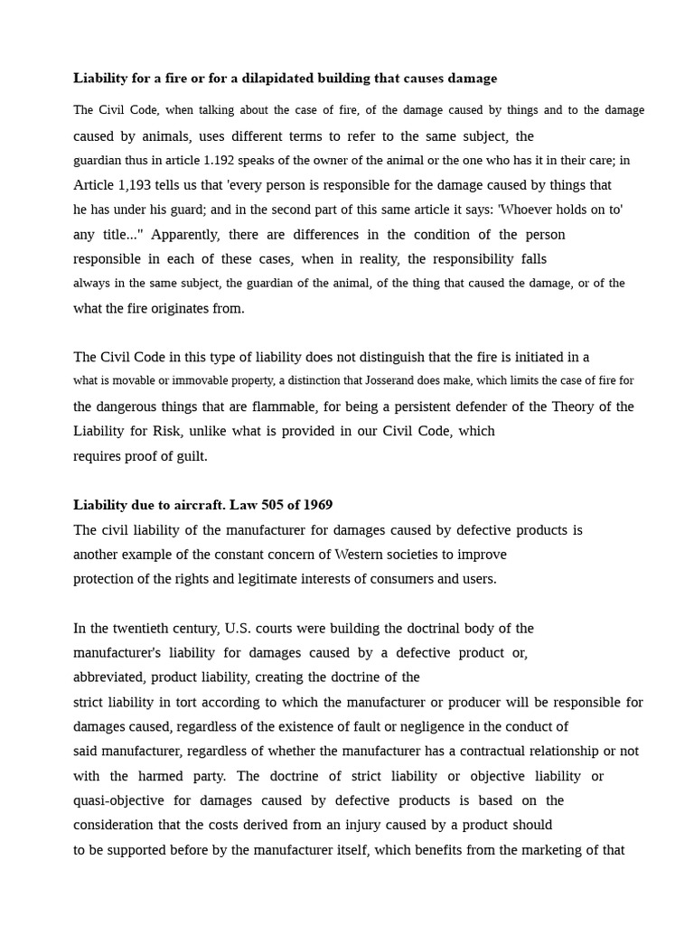 Liability For A Fire or For A Dilapidated Building That Causes Damage ...