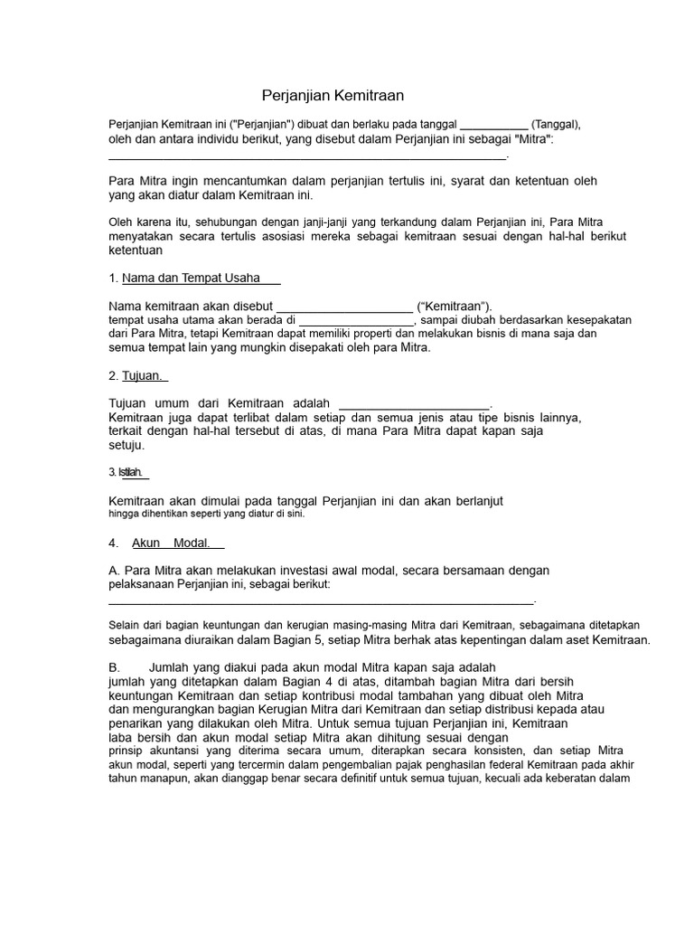 Perjanjian Kemitraan | PDF