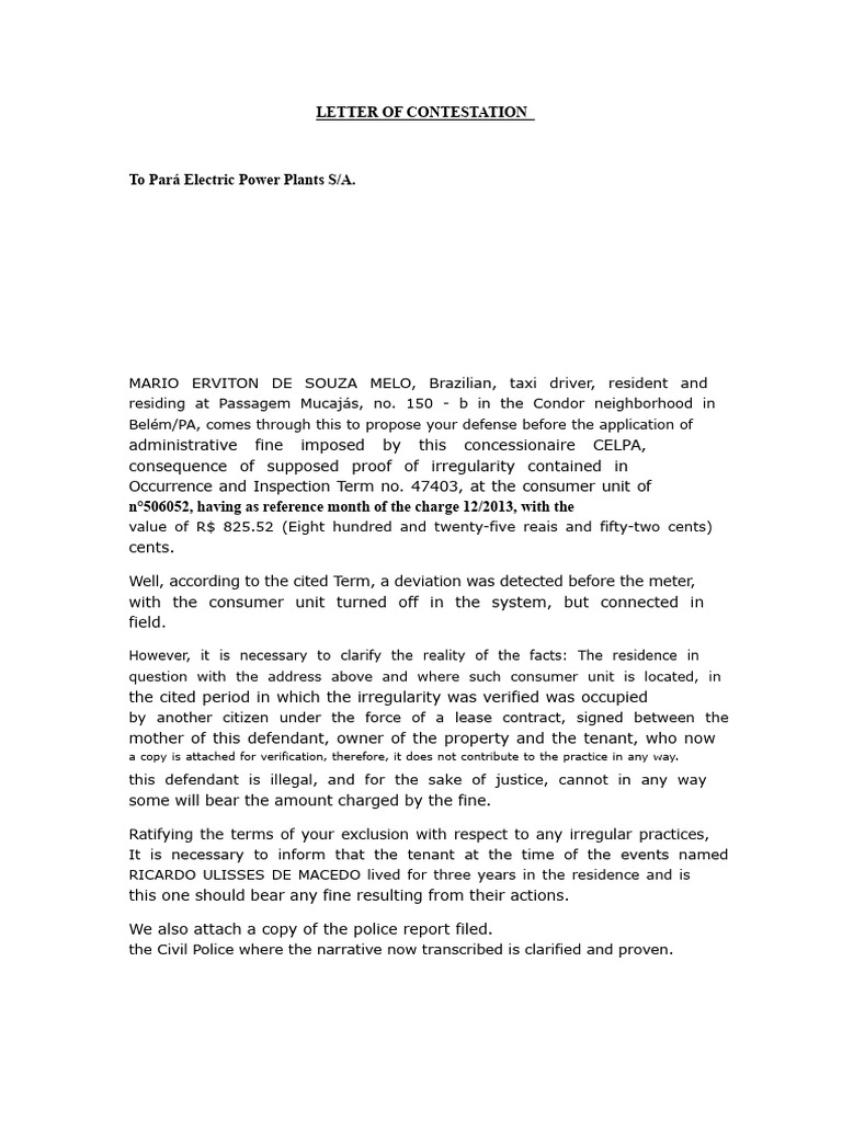 Letter of Contestation Celpa | PDF | Justice | Crime & Violence