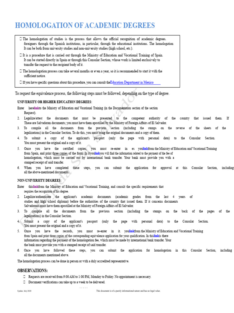 Homologation of Academic Degrees | PDF | Vocational Education ...