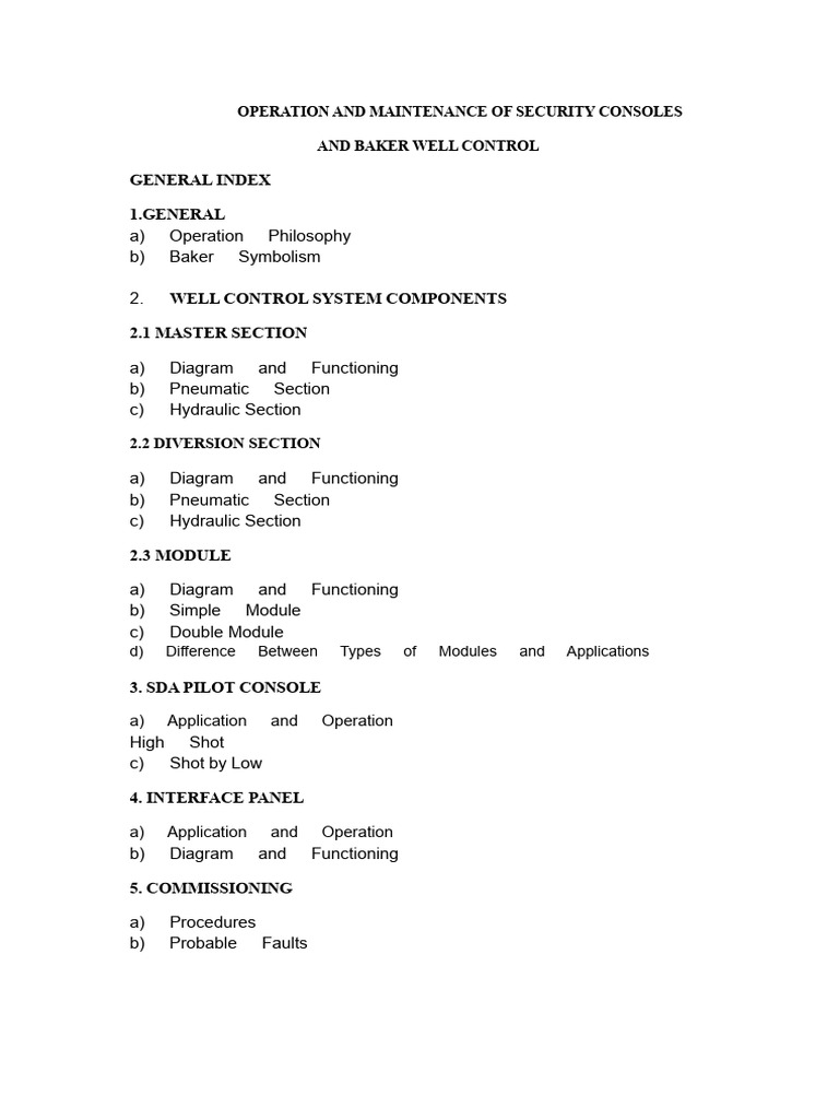 Operation and Maintenance of Baker Security Consoles | PDF | Valve | Pump