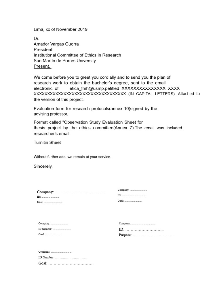 Letter To The Ethics Committee | PDF