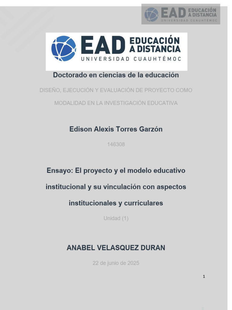 Torres Edison U1A1 | PDF | Plan de estudios | Pedagogía