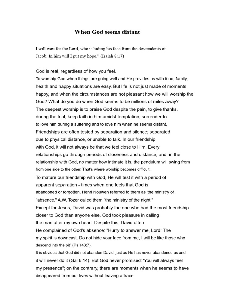 Worshiping God in Distant Times | PDF | God | Faith