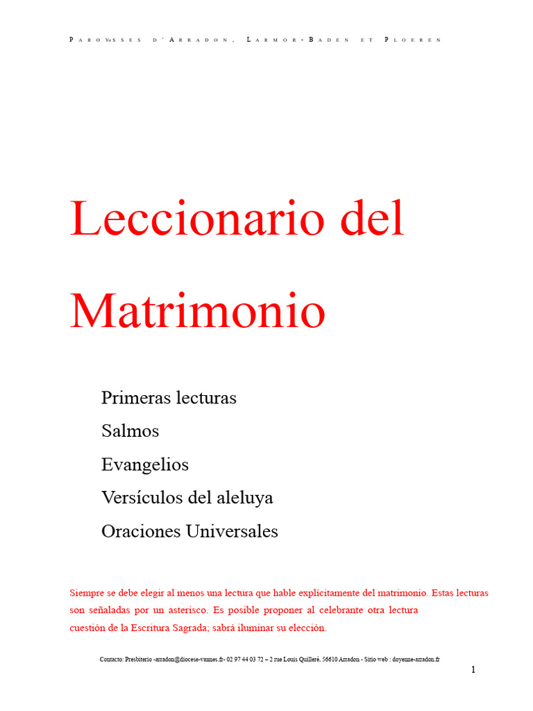 Leccionario de Matrimonio PDF | PDF | Cristo (título) | Rebecca