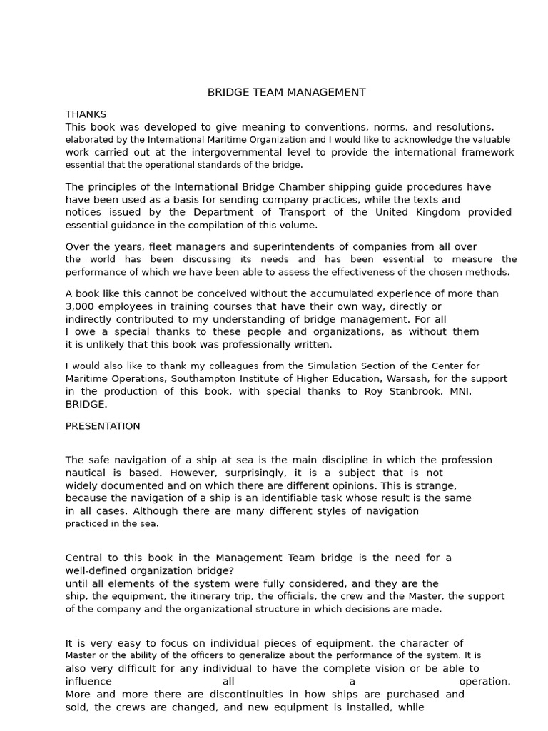 Effective Bridge Team Management Guide | PDF | Navigation | Situation ...